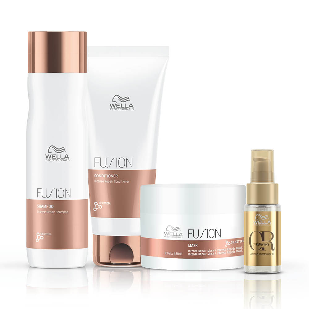 Kit Wella Fusion 4 Produtos: reconstrução e brilho intenso - LOJA WELLA